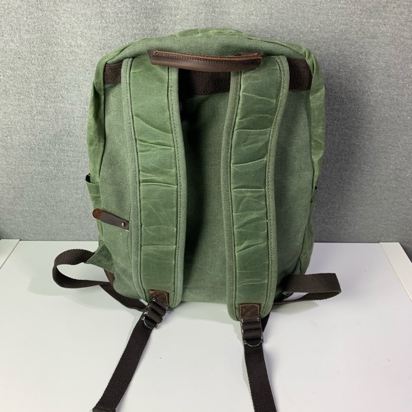 Bags | Hunter Green Waxed Canvas And Leather Backpack | Poshmark